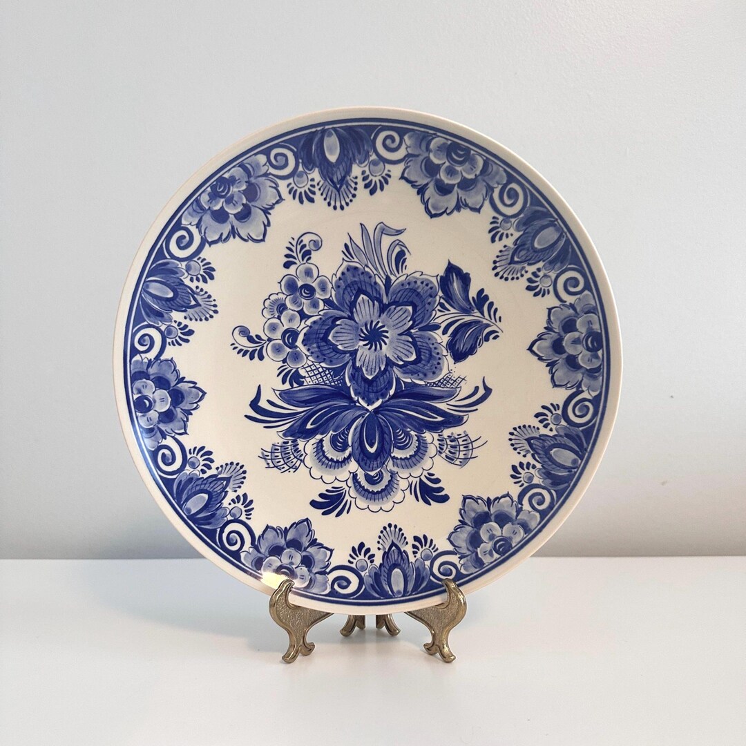10” Royal Delft Wall Plate Delft Floral Decorative Plate Porceleyne ...