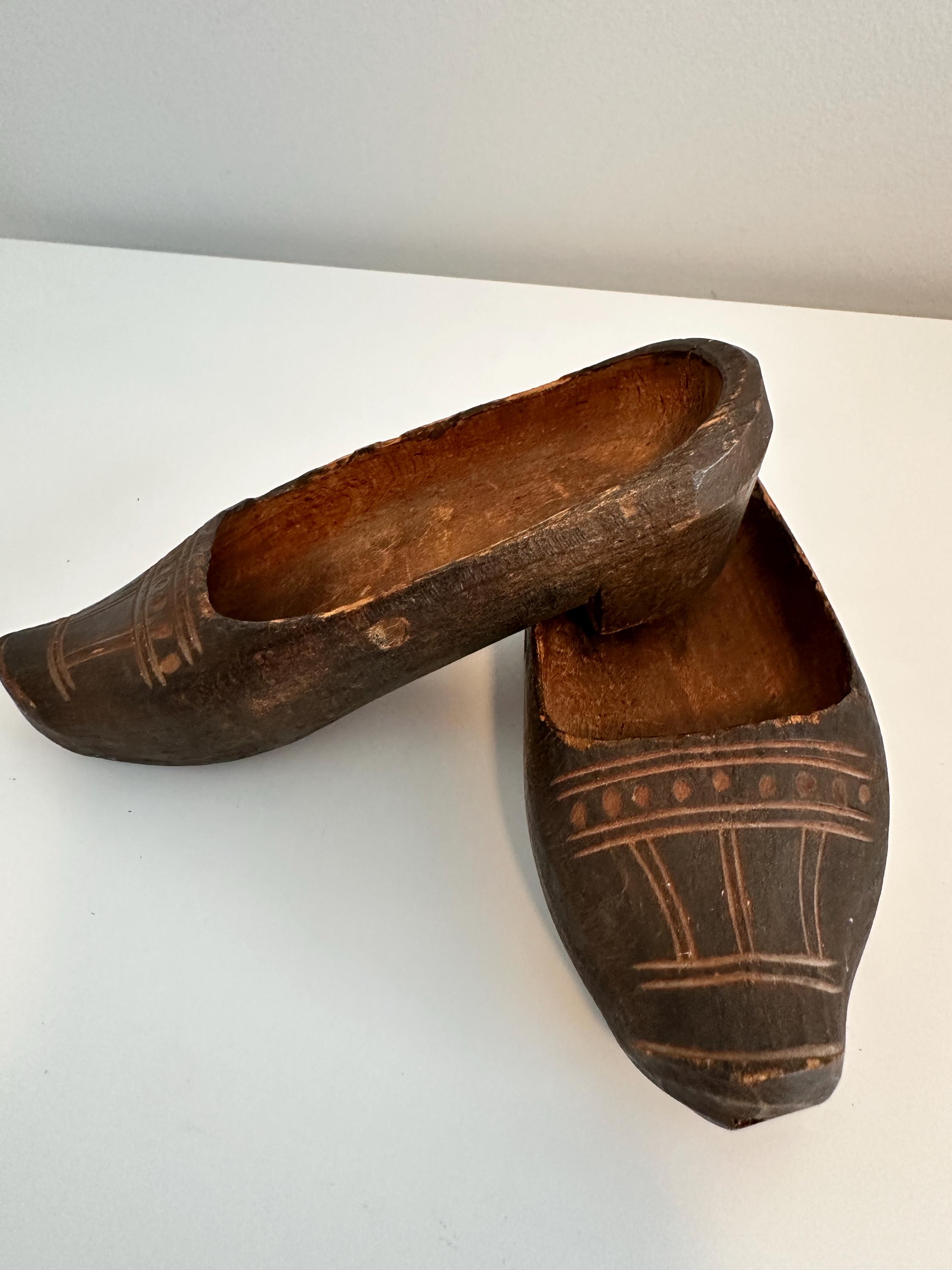 French Wooden Clogs Primitive Wooden Shoe French Folk Art Vintage ...