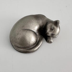 Miniature PEWTER Cat Figurines Sleeping Cat Figurine Sitting Cat ...