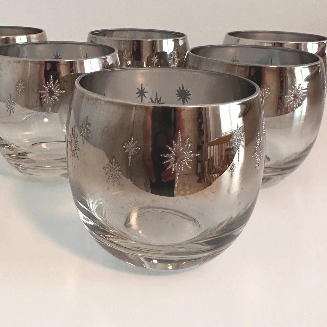 Set of 6 Vitreon Queen’s Lusterware Atomic Starburst Roly Poly Bar ...