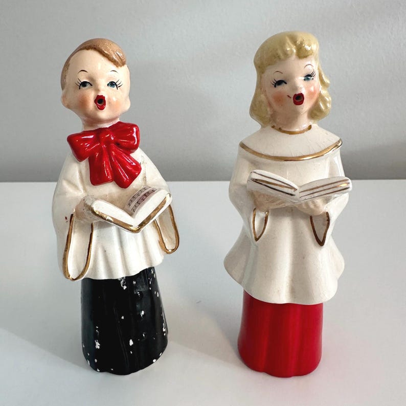 Set of Mid Century CAROLLERS Porcelain Boy and Girl Ceramic Choir ...