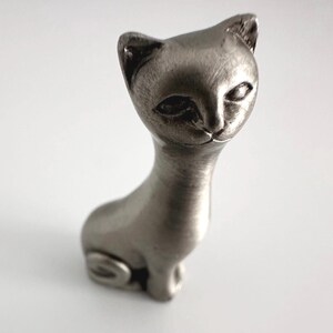 Miniature PEWTER Cat Figurines Sleeping Cat Figurine Sitting Cat ...