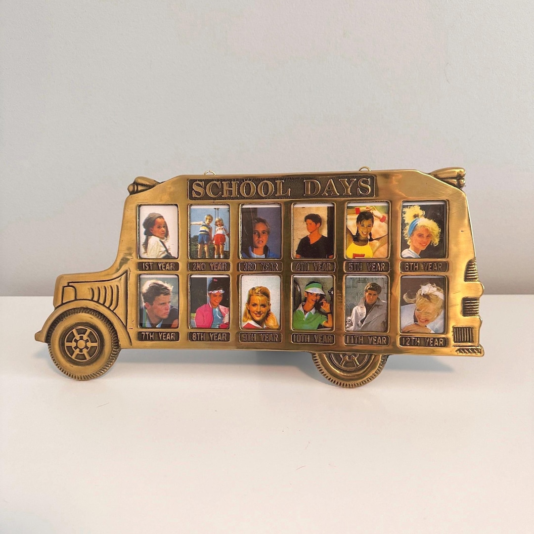 Vintage Solid Brass School Bus Photo Frame, School Days Picture Frame ...