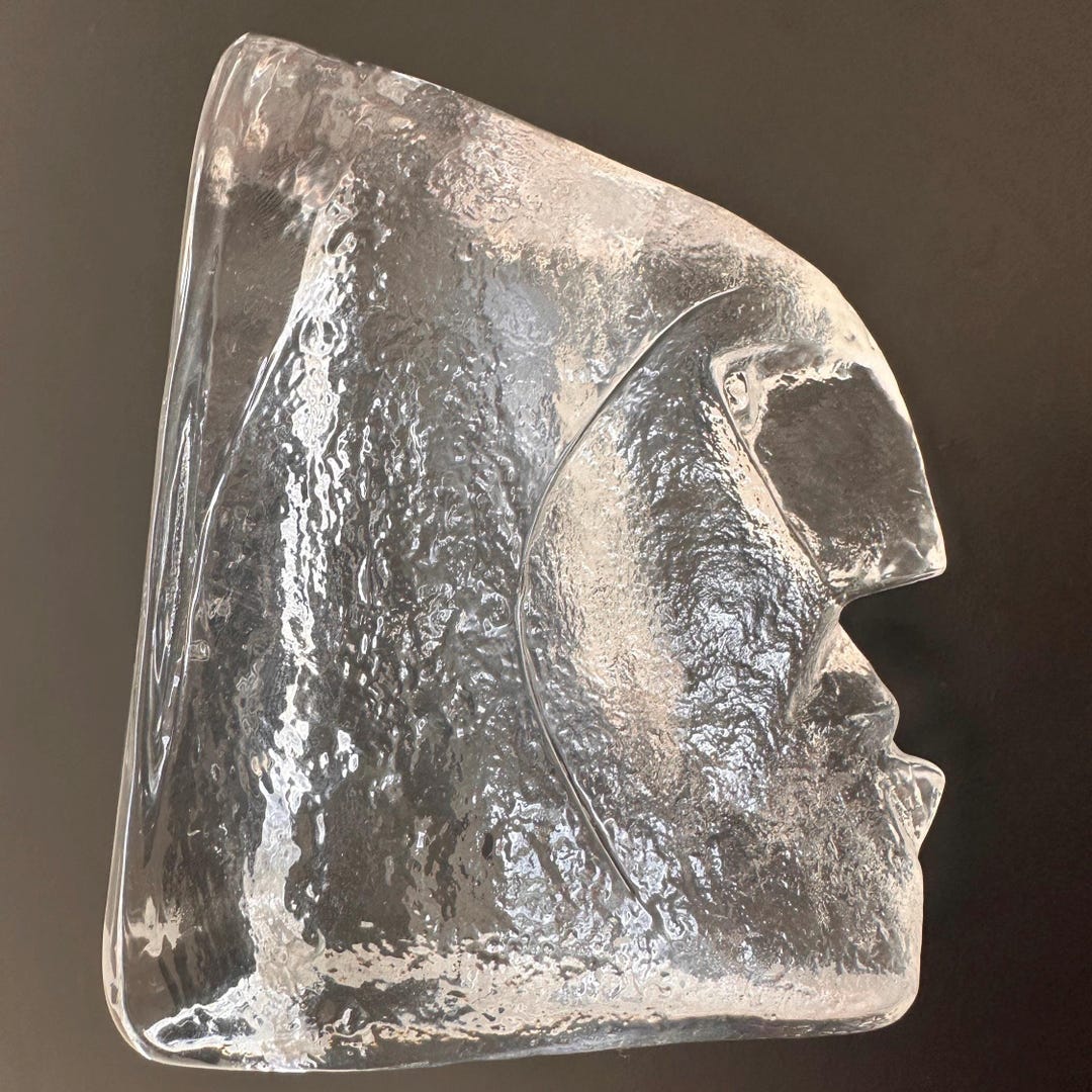 RARE! Mid Century Kosta Boda Glass Face Sculpture Erik Hoglund 1950s ...