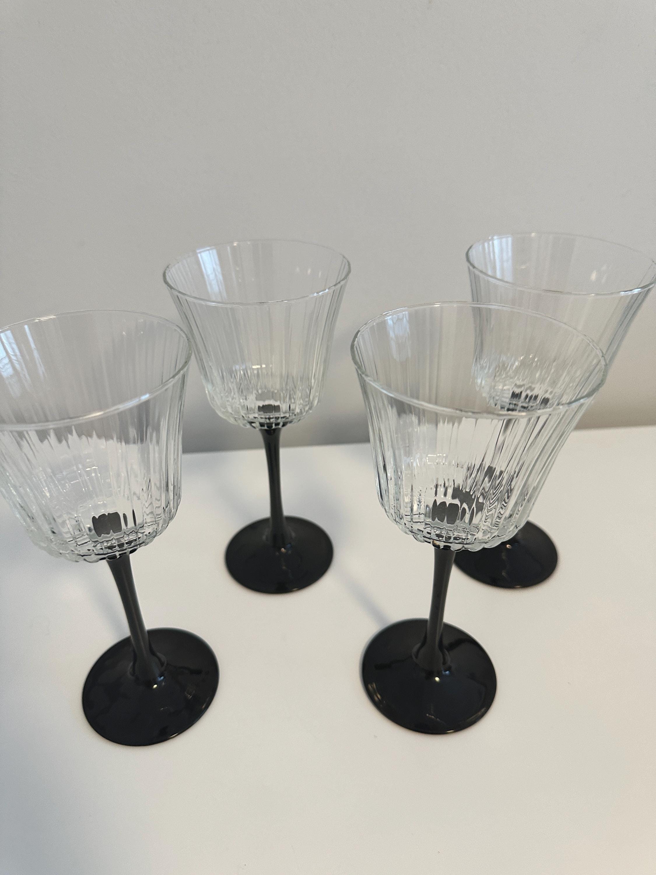 Set of 4 Cristal D’arques JG Durand Grand Meridian Black Stem Wine ...
