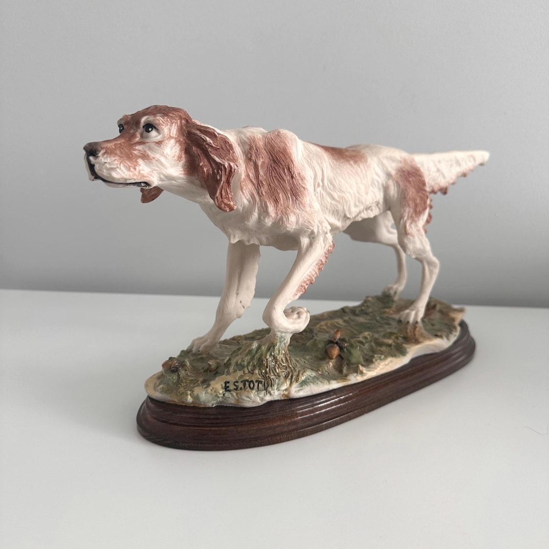 18.5”L English Setter Sculpture Resin Dog Statue Hand Painted and ...