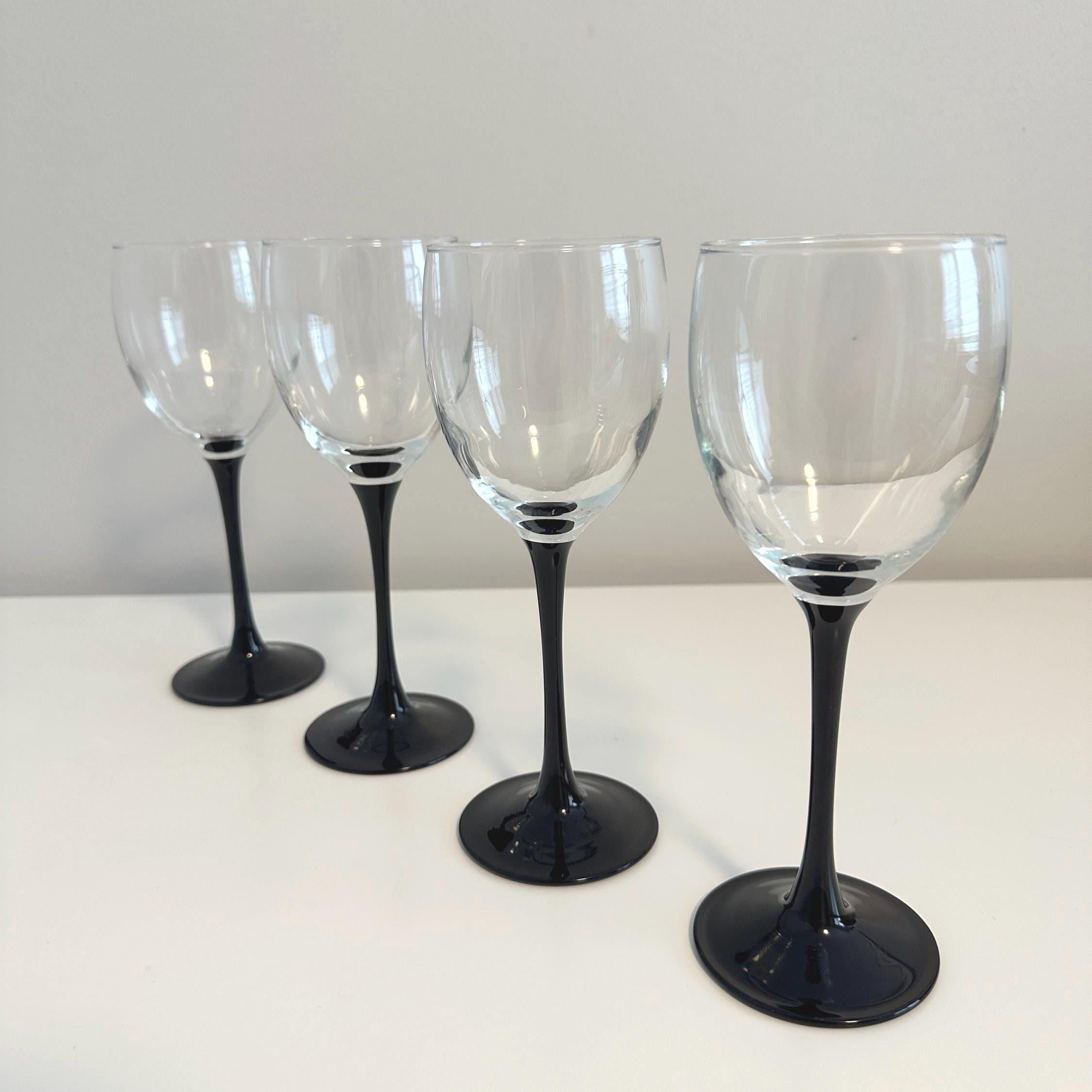 LUMINARC Black Stemmed Wine Glasses Domino Signature Black by Cristal D ...