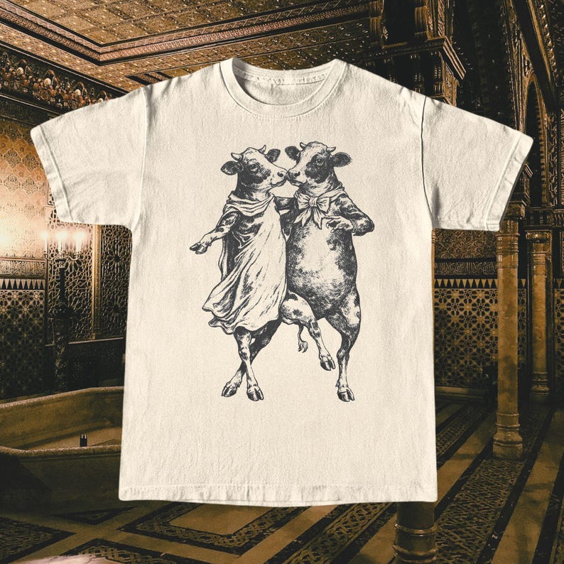 Retro Victorian Dancing Cow T-shirt - Etsy