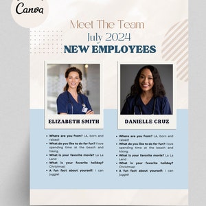 Meet the Team New Employee Hire Flyer Template Canva Editable Instant ...