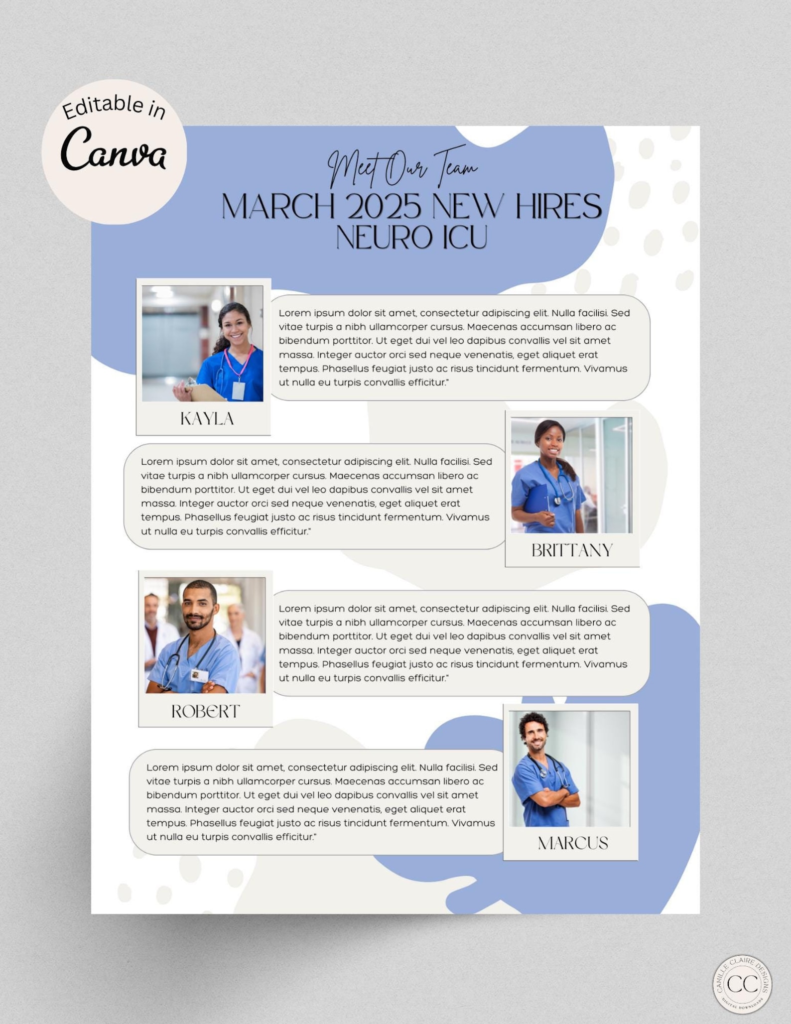 Meet Our Team, New Hires About Me Flyer Template, Canva Editable ...