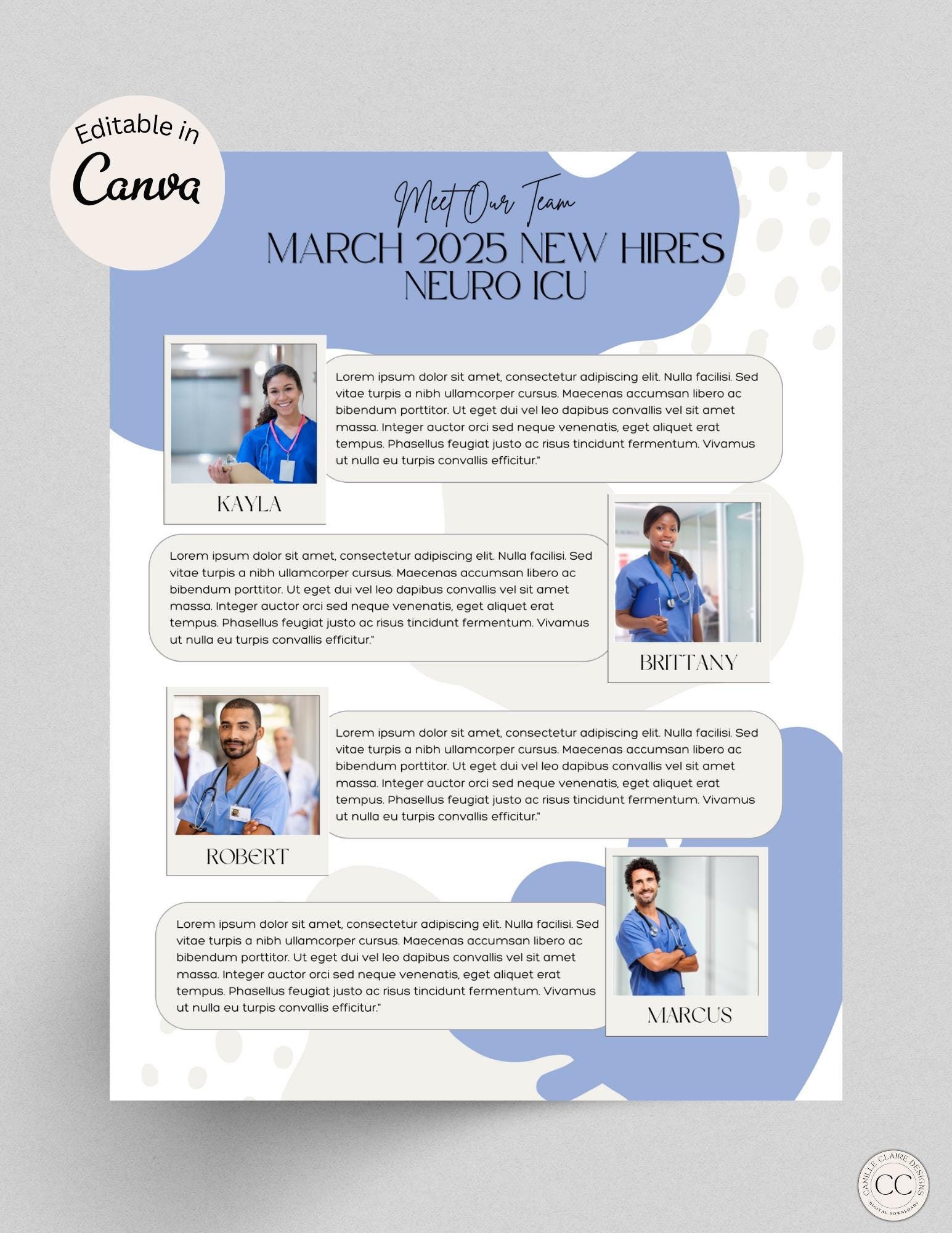 Meet Our Team, New Hires About Me Flyer Template, Canva Editable ...
