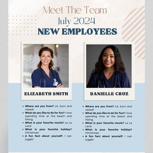 Meet the Team New Employee Hire Flyer Template Canva Editable Instant ...