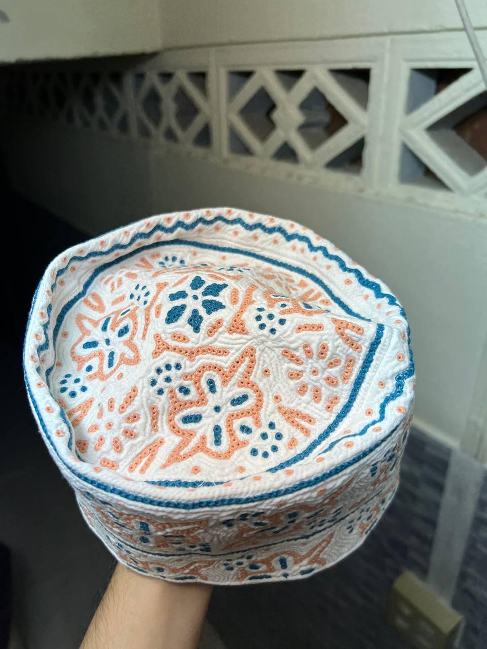 Peach Pink Blue Hat Omani Kufi Size22 Hand Made - Etsy