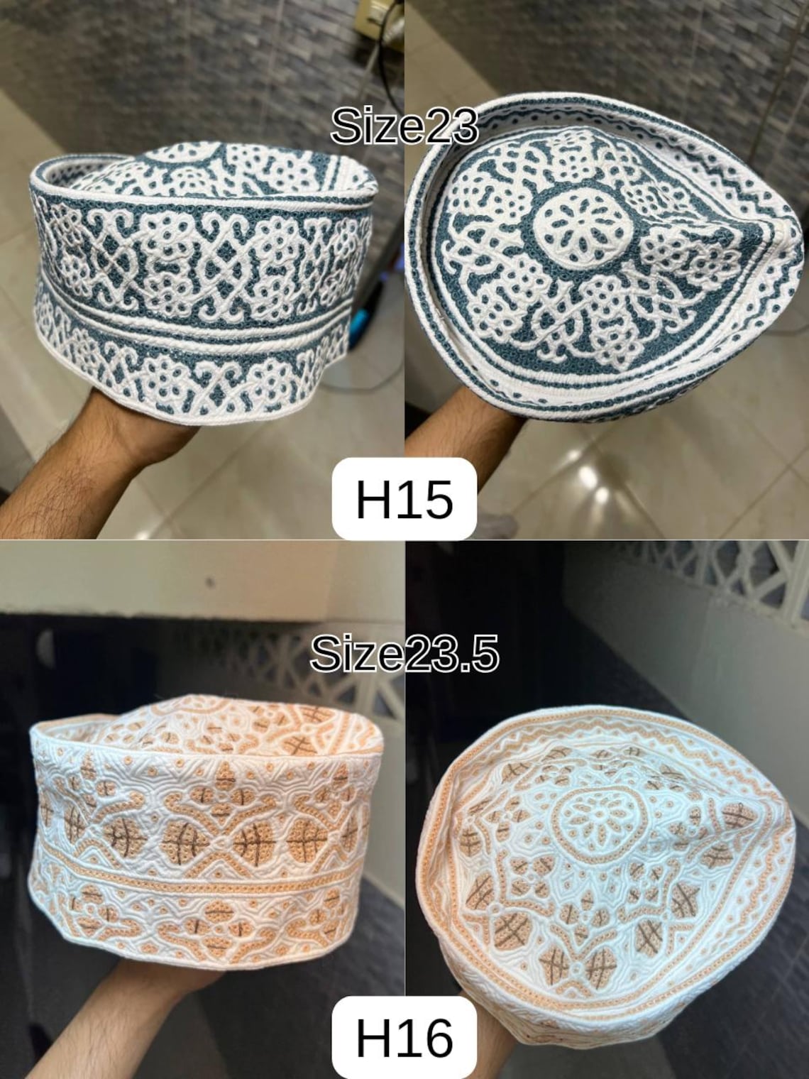 Kingsize23 and 23.5 OMANI Kuma Hat Pray Taraweeh Muslim Islamic Cap ...