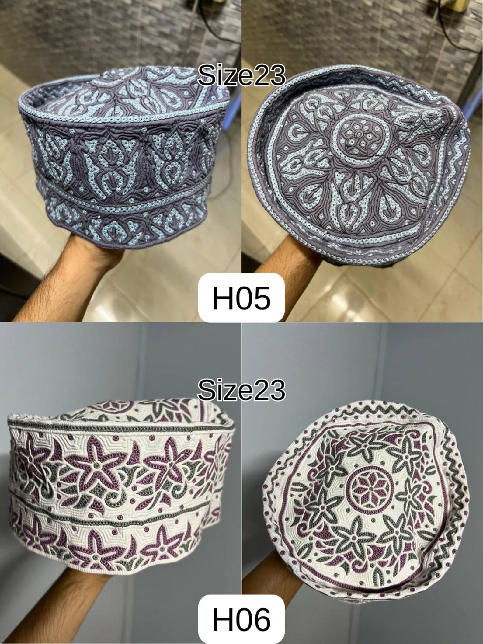 Kingsize23 and 23.5 OMANI Kuma Hat Pray Taraweeh Muslim Islamic Cap ...