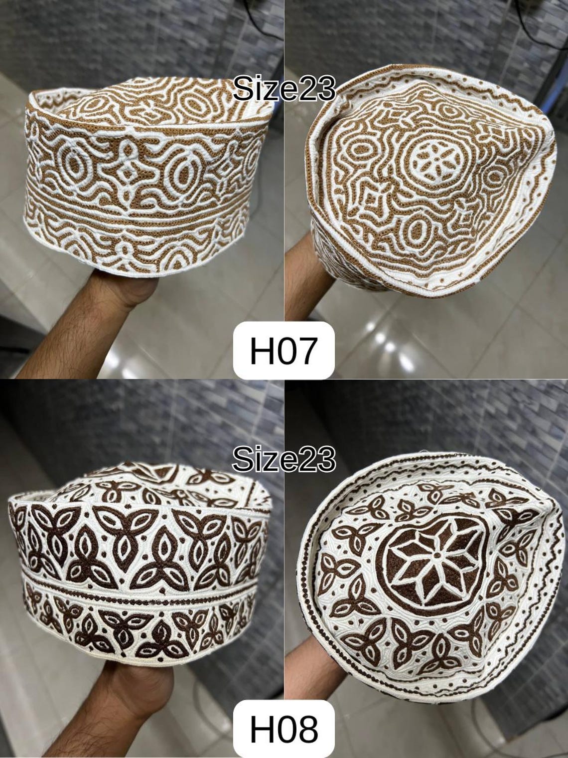 Kingsize23 and 23.5 OMANI Kuma Hat Pray Taraweeh Muslim Islamic Cap ...