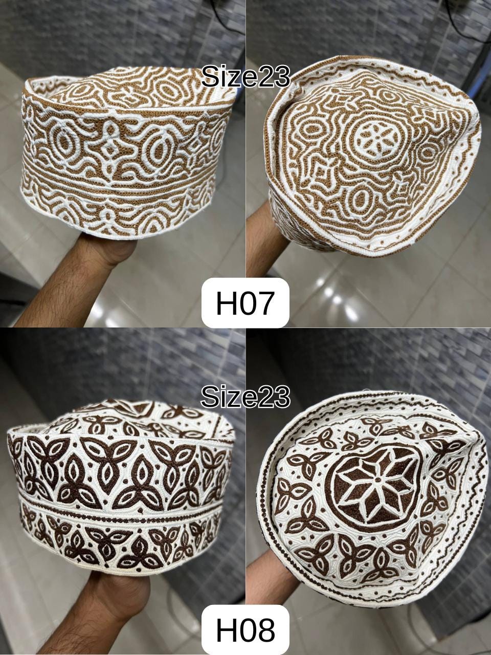 Kingsize23 and 23.5 OMANI Kuma Hat Pray Taraweeh Muslim Islamic Cap ...
