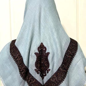 Shemagh Light Blue Intricate Embroidery, Bold Pattern for Muslim ...