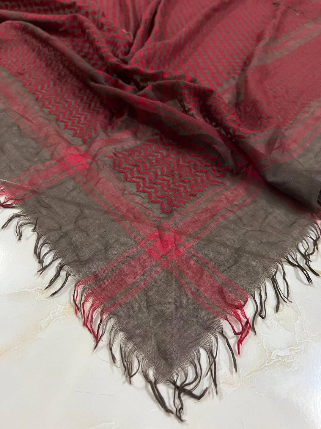 Dark Red Keffiyeh Palestine Scarf Style Very Thin Light Weight ...