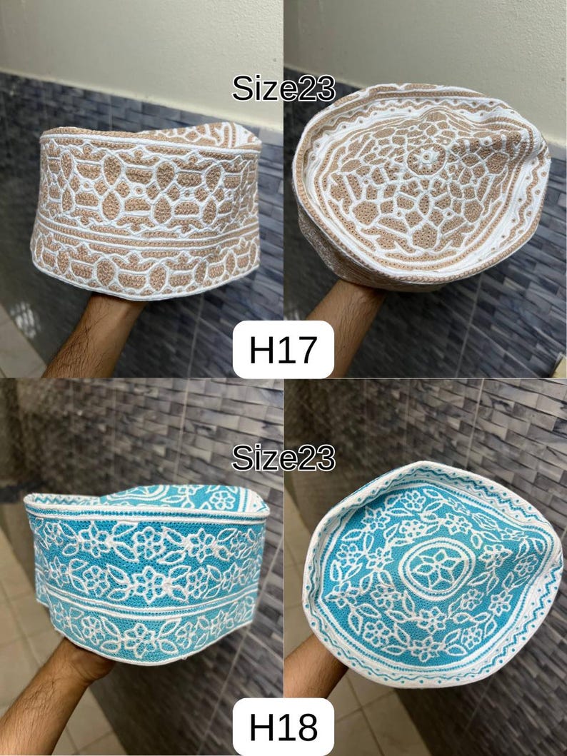 Kingsize23 and 23.5 OMANI Kuma Hat Pray Taraweeh Muslim Islamic Cap ...