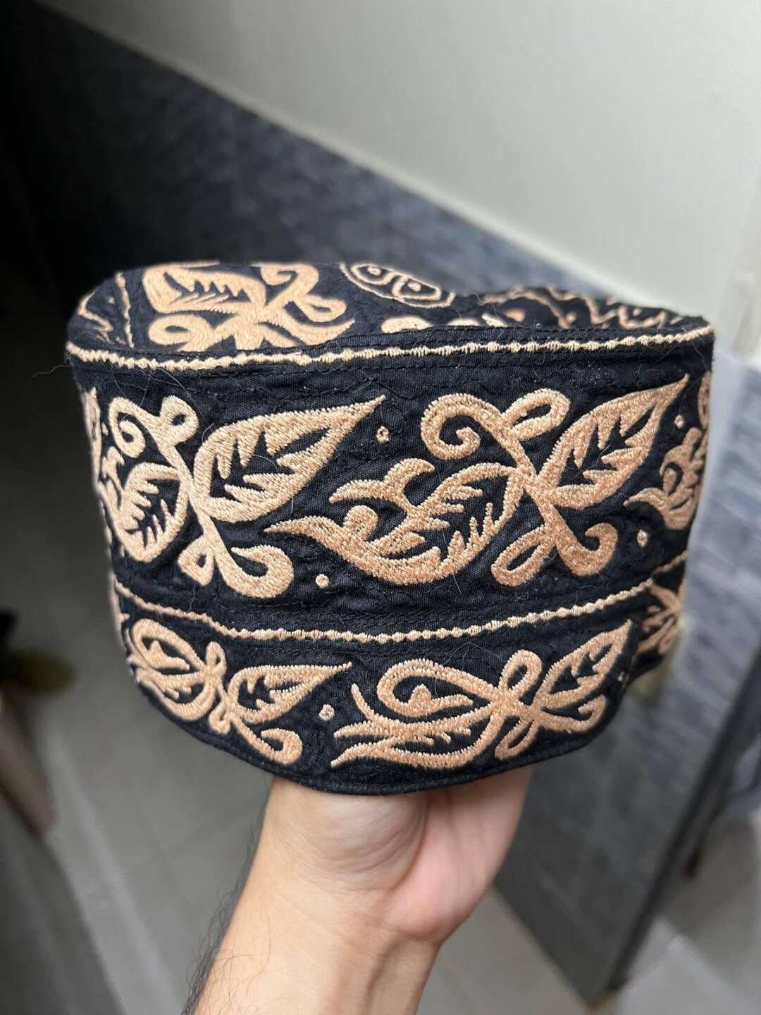 Black and Gold Omani Hats Kid Size20inch Muslim Kufi for Child Birthday ...