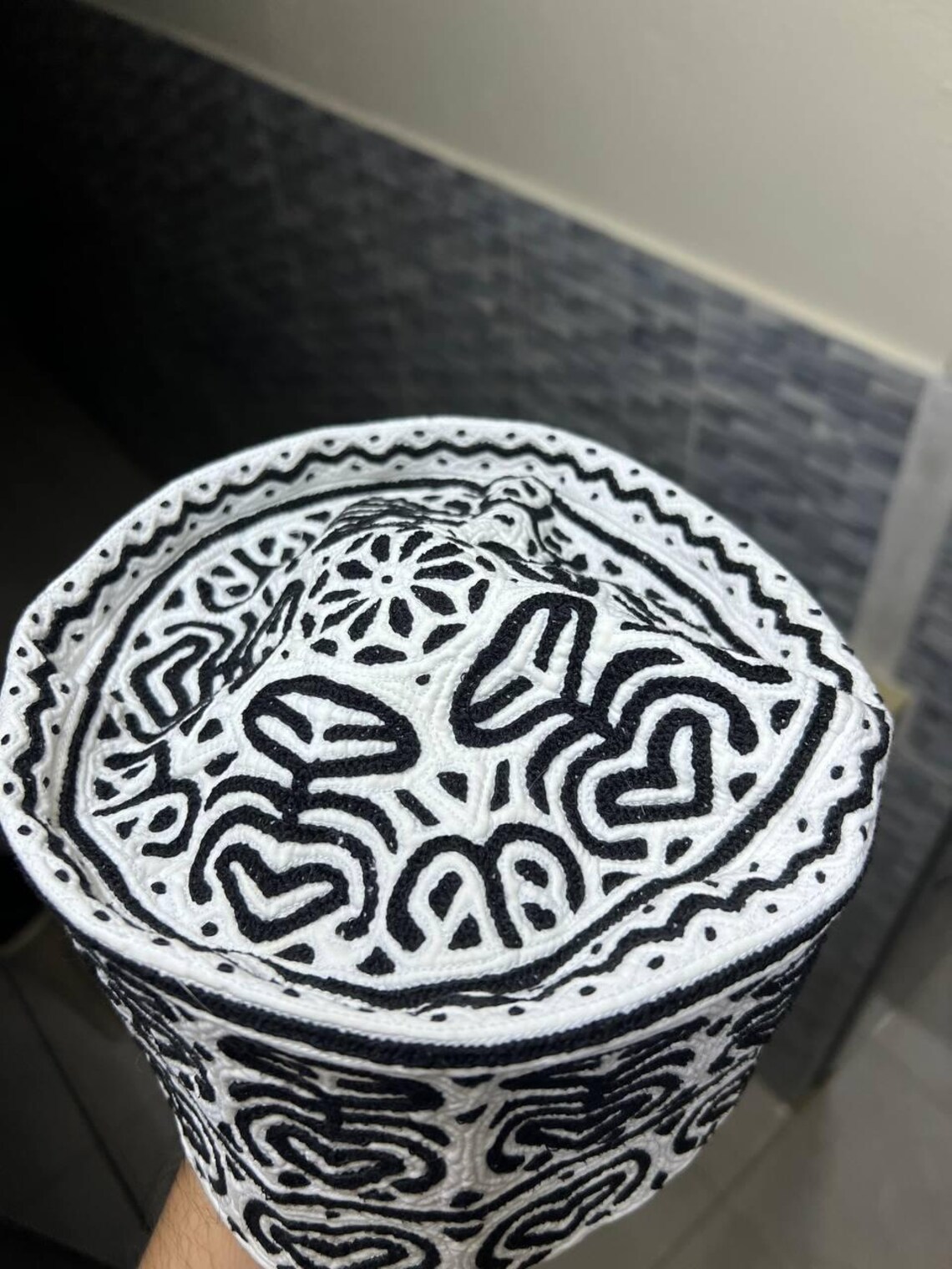 Omani Kufi Black White Size22.5 Strange Pattern Hat - Etsy