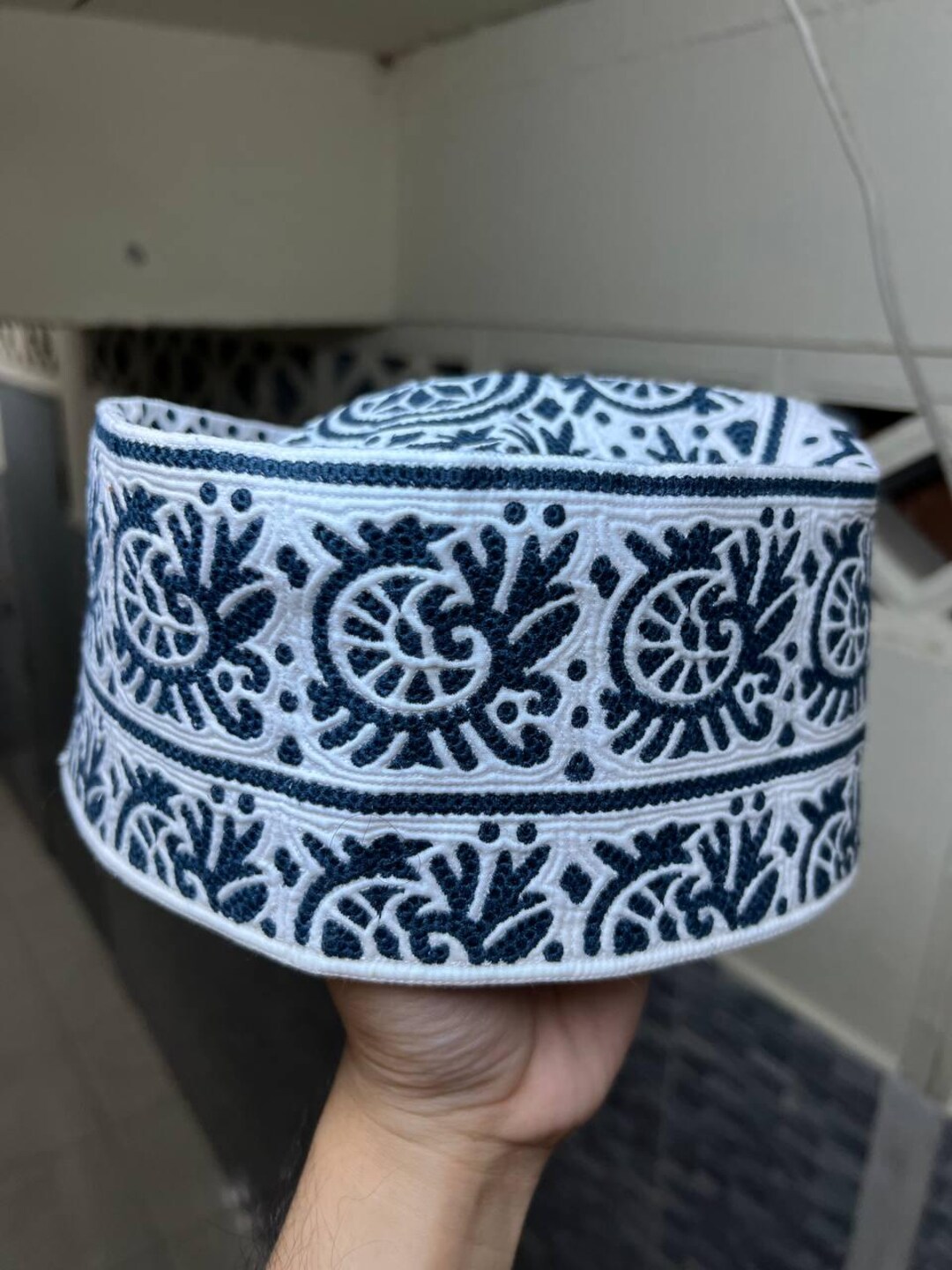 Men's Kufi 22 Omani Hat Navy Blue Pattern - Etsy