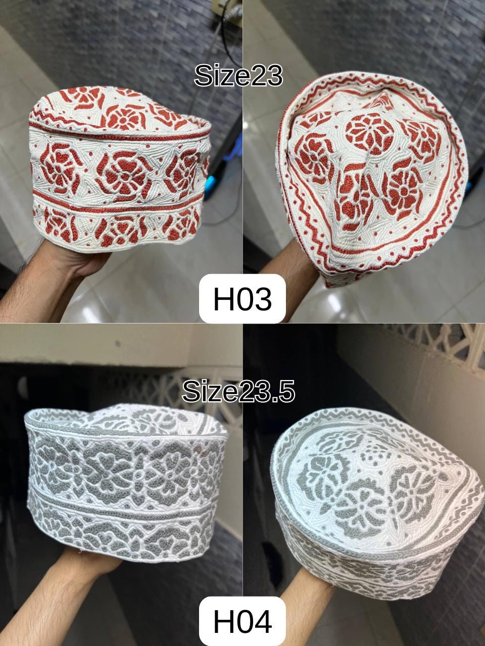 Kingsize23 and 23.5 OMANI Kuma Hat Pray Taraweeh Muslim Islamic Cap ...