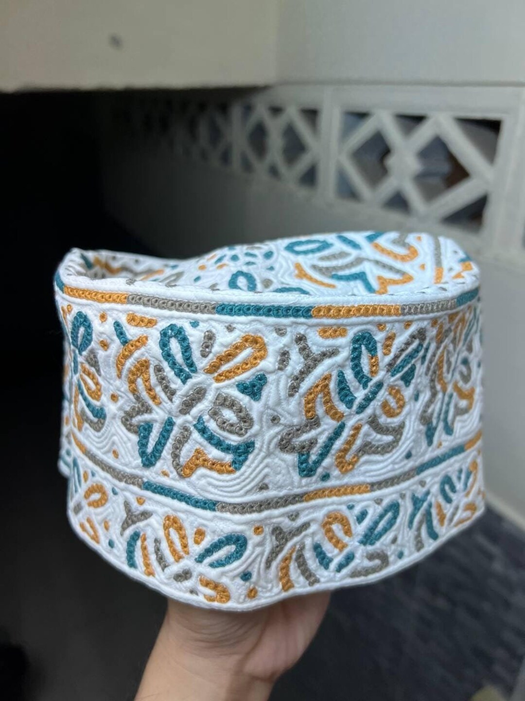 Omani Hat Three-colored is Very Beautiful Size21.5 Skullcap Handmade ...
