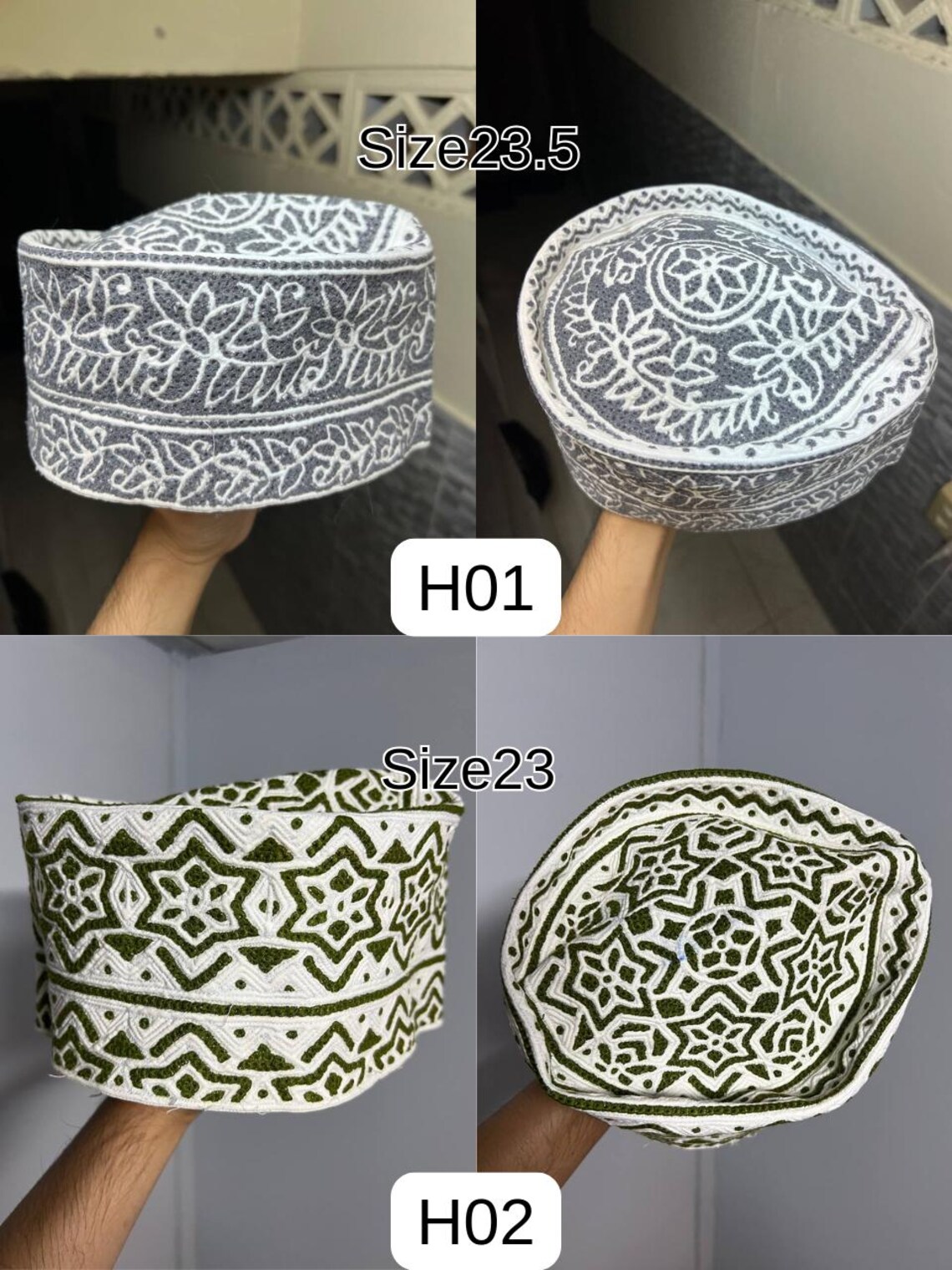 Kingsize23 and 23.5 OMANI Kuma Hat Pray Taraweeh Muslim Islamic Cap ...