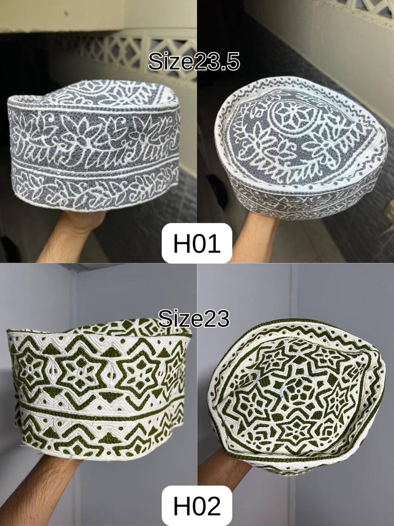 Kingsize23 and 23.5 OMANI Kuma Hat Pray Taraweeh Muslim Islamic Cap ...