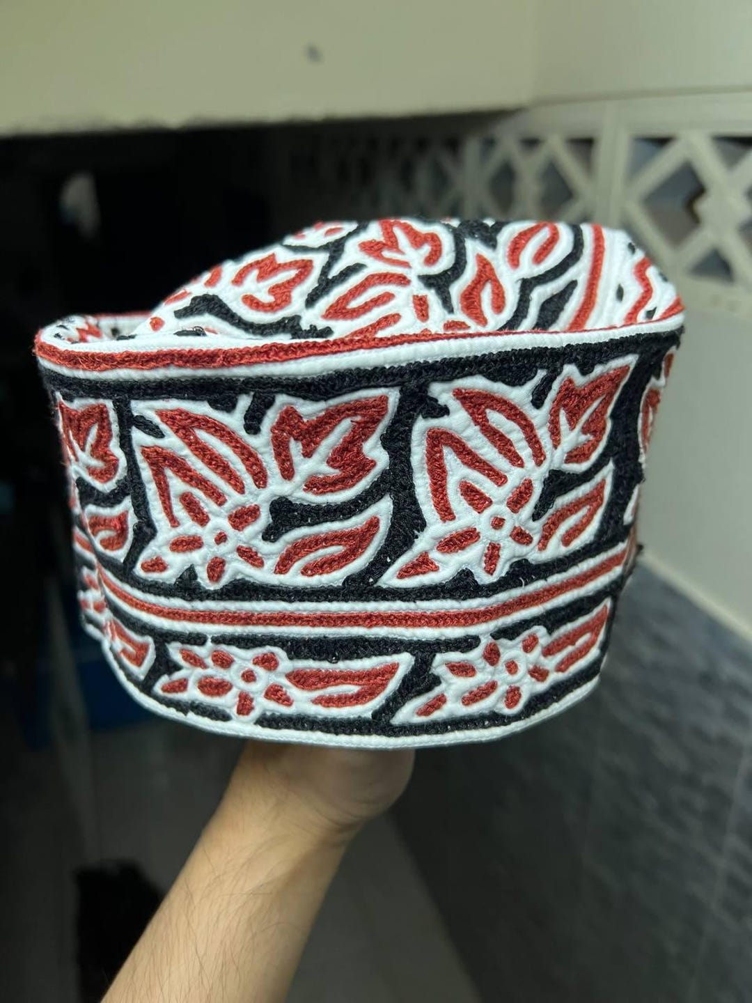 Omani Cap Red Black Size21 Muslim Men's Kufi Yemeni Turkish Prayer Hat ...