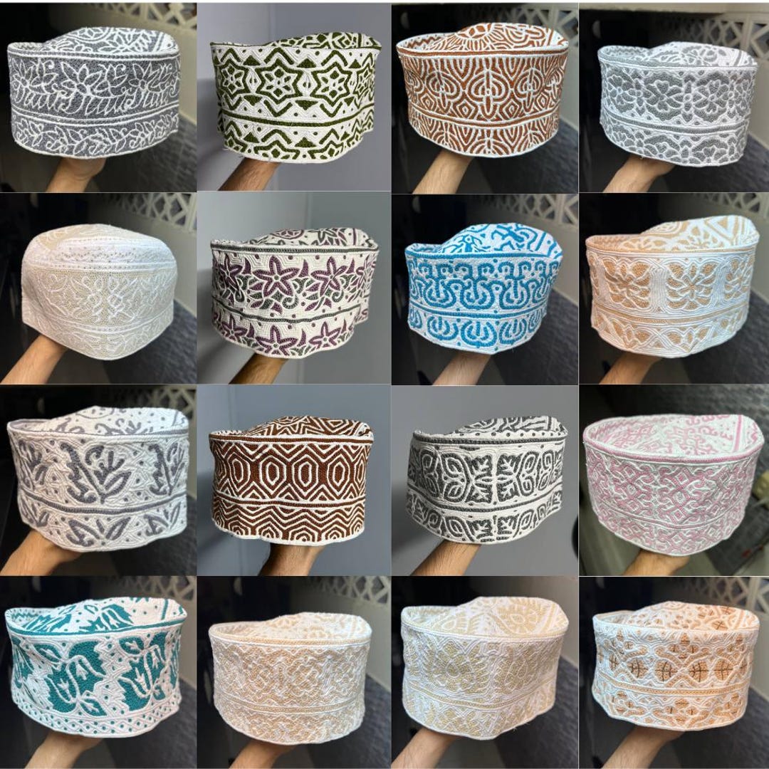 Kingsize23 and 23.5 OMANI Kuma Hat Pray Taraweeh Muslim Islamic Cap ...