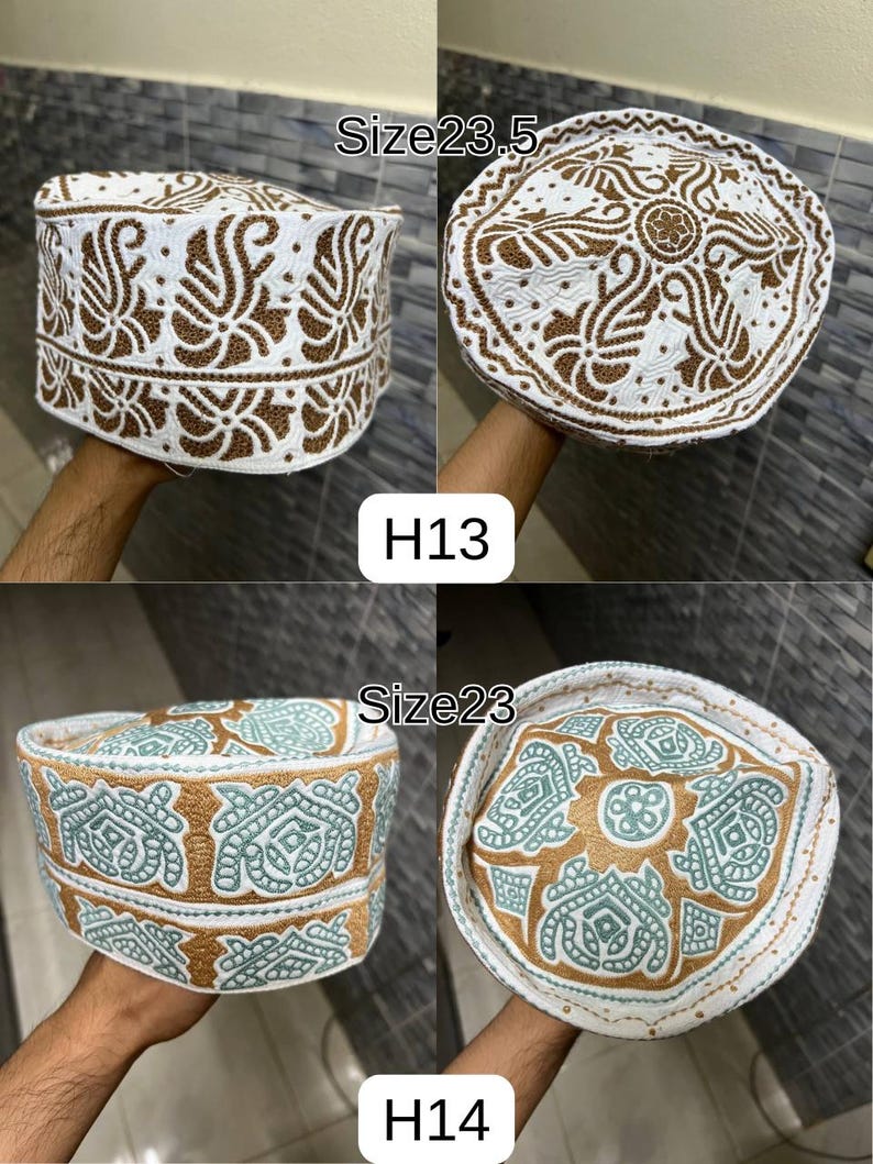 Kingsize23 and 23.5 OMANI Kuma Hat Pray Taraweeh Muslim Islamic Cap ...