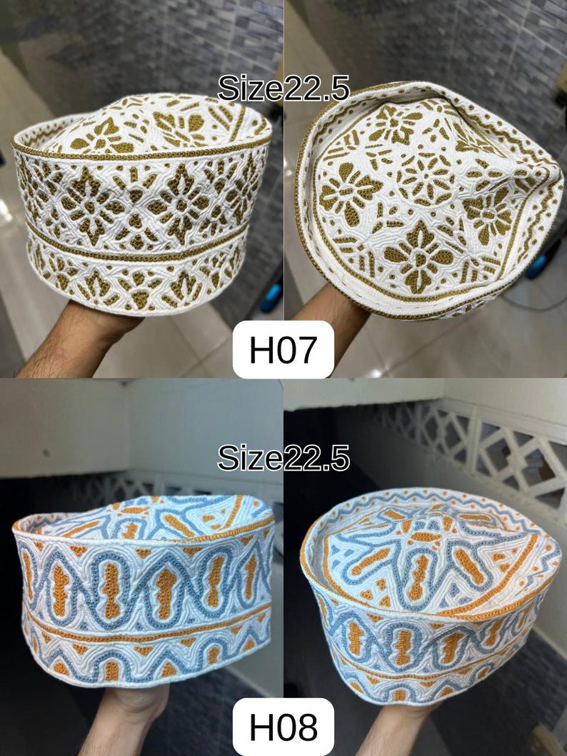 OMANI Kumma Size22.5 Muslim Hat Men Kufi for Prayer - Etsy