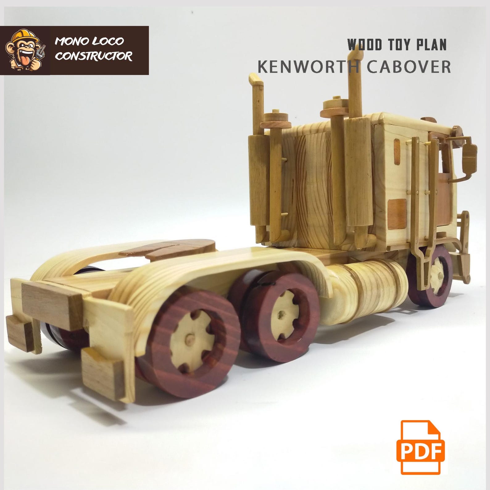Plans and Templates, Wooden Toy Kenworth Cabover Truck - Digital ...