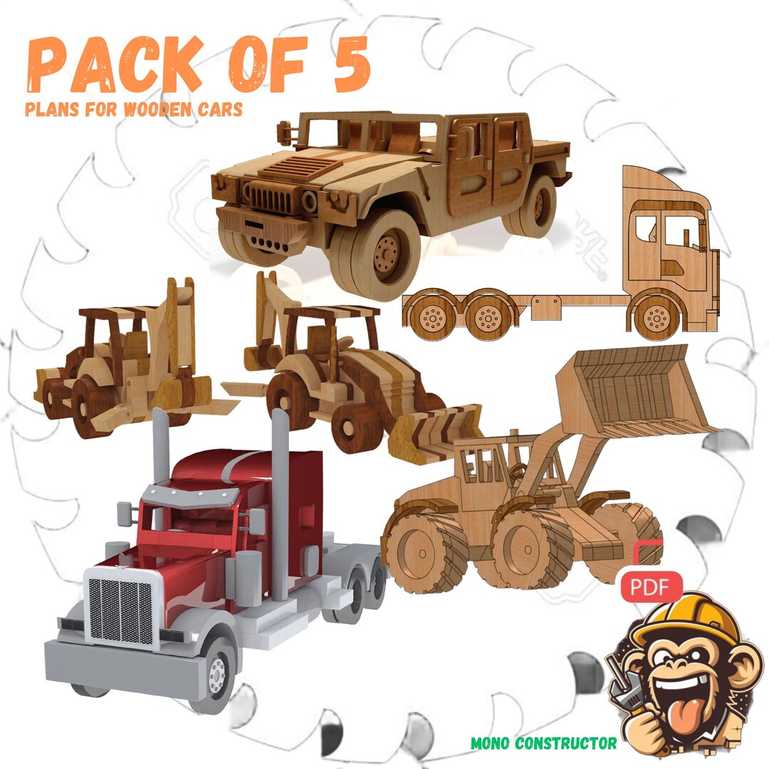 Plans and Templates, Set of 5 Wooden Car Plans - Digital Pattern ...