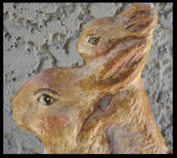 Items similar to Paper mache rabbit and goose cast from antique ...