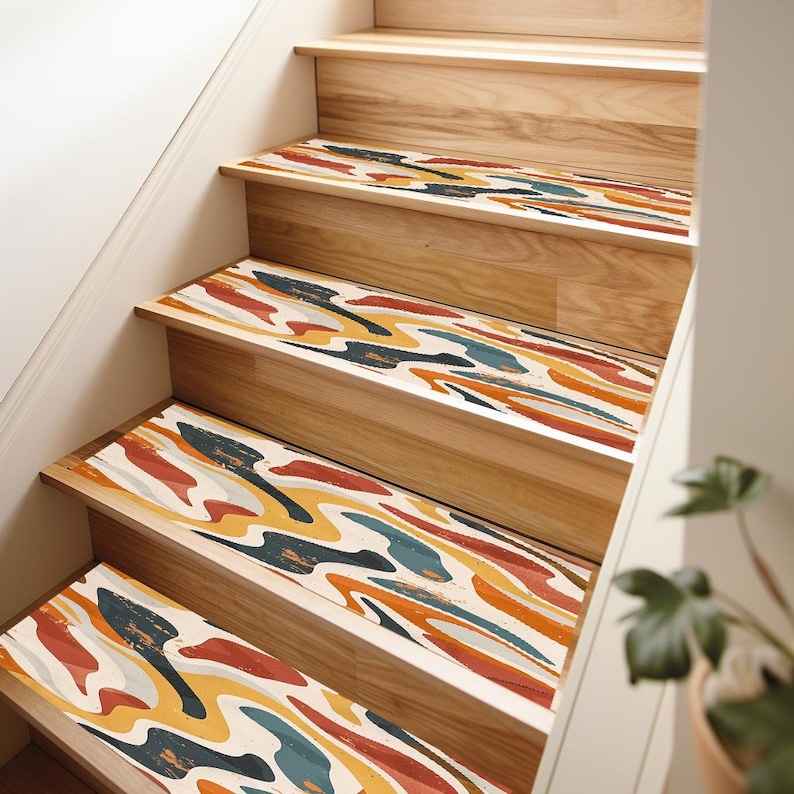 Bohemian Staircase, Soft Stair Treads, Abstract Printed Step Pad, Anti ...