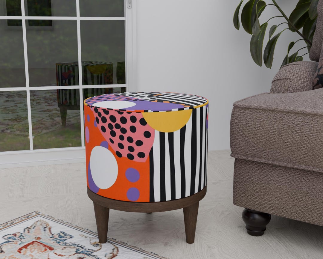 Striped Pouf Stool, Colorful Footrest, Stylish Footstool, Aesthetic ...