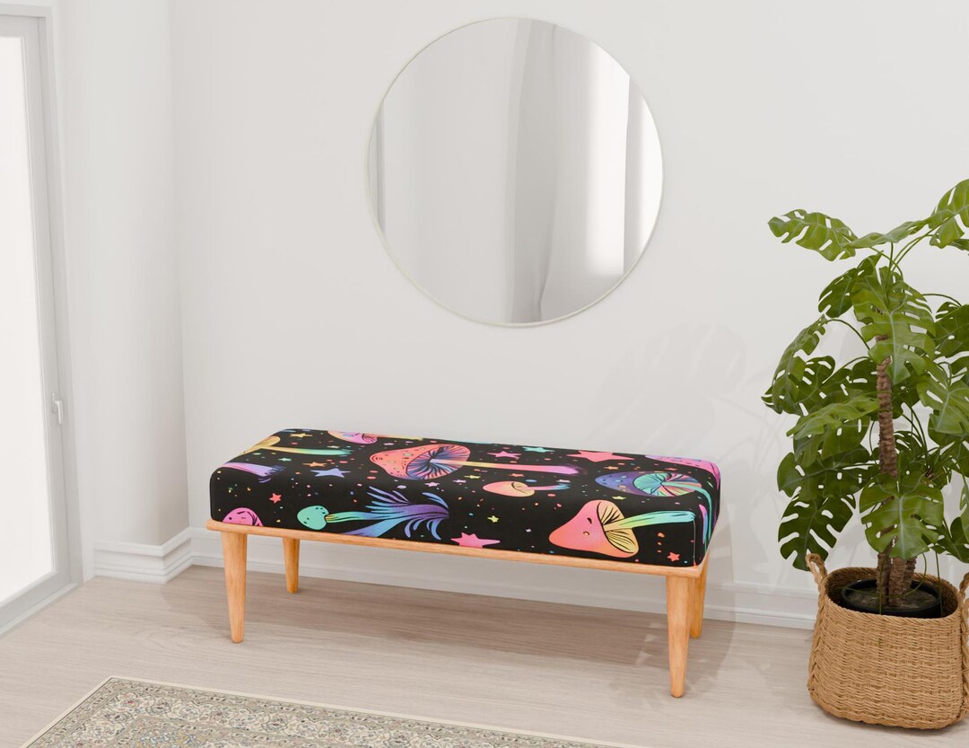 Neon Color Bench, Mushroom Print Bench, Gothic Bench, Planter Bench ...