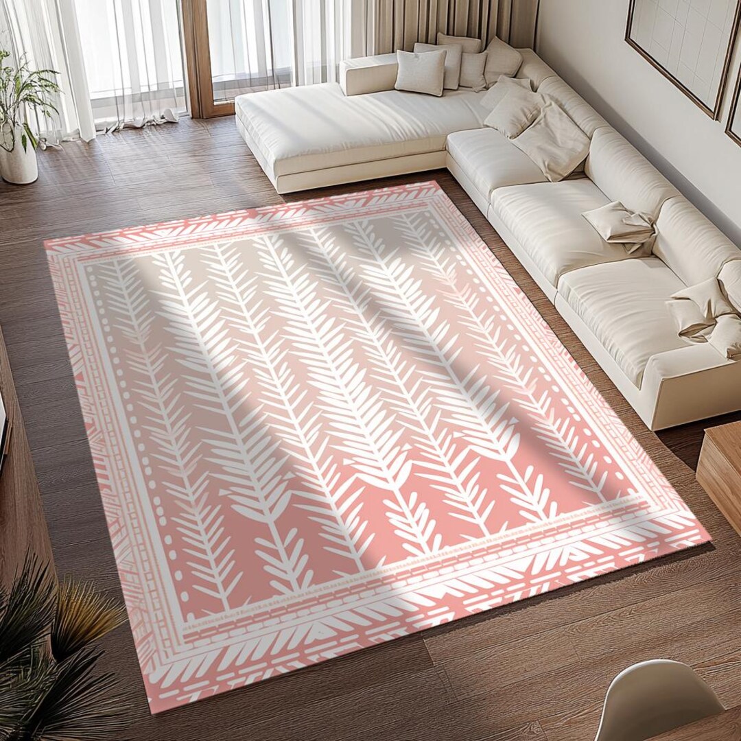 Leaves Rug, Blush Pink Rug, Color Shades Rug, Non Slip Area Rug ...