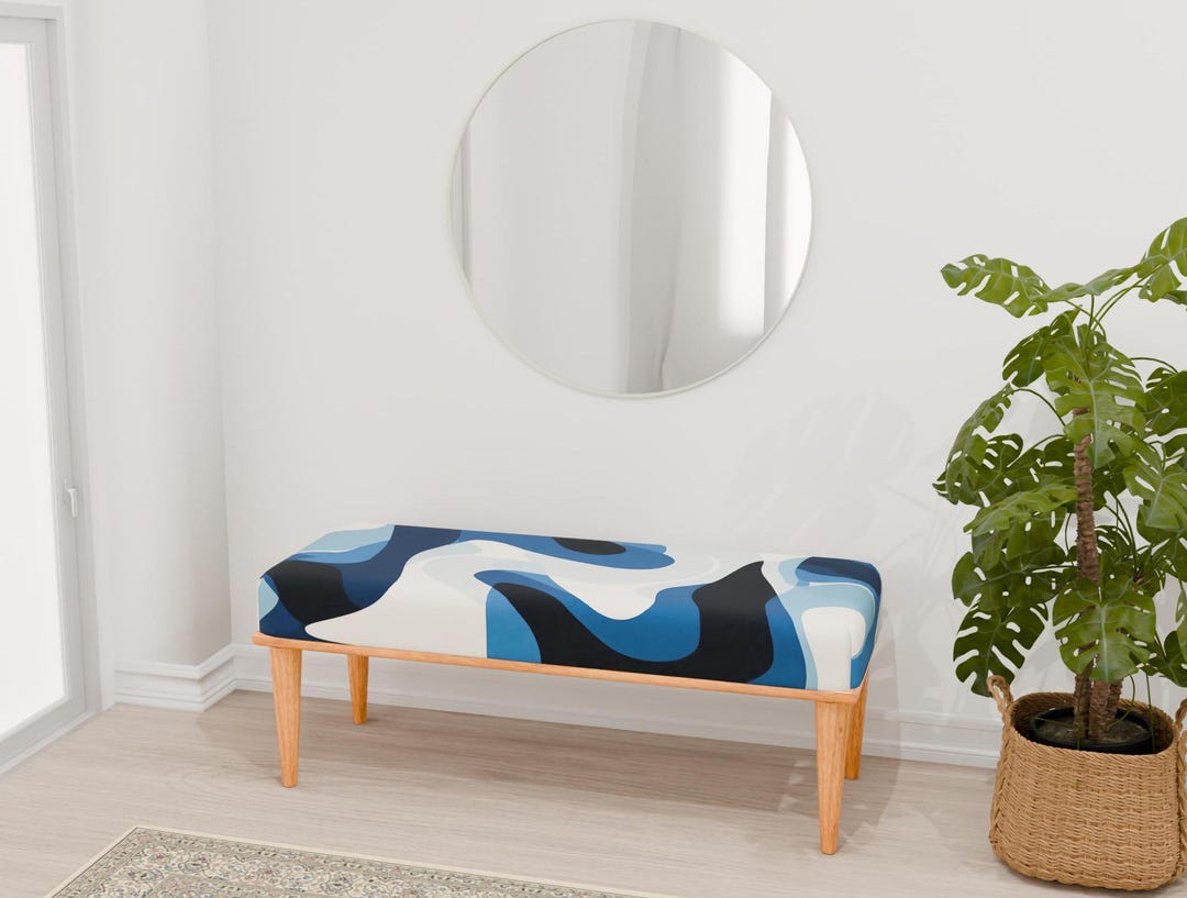 Blue Bench, Bench for Entryway, Corner Bench, Make up Bench, Handmade ...