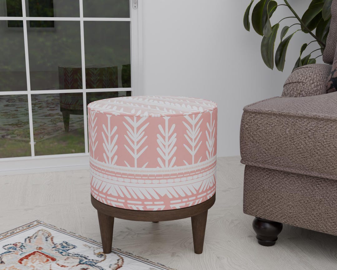 Blush Pink Pouf, Pastel Color Stool, Vintage Style Stool, Entryway ...