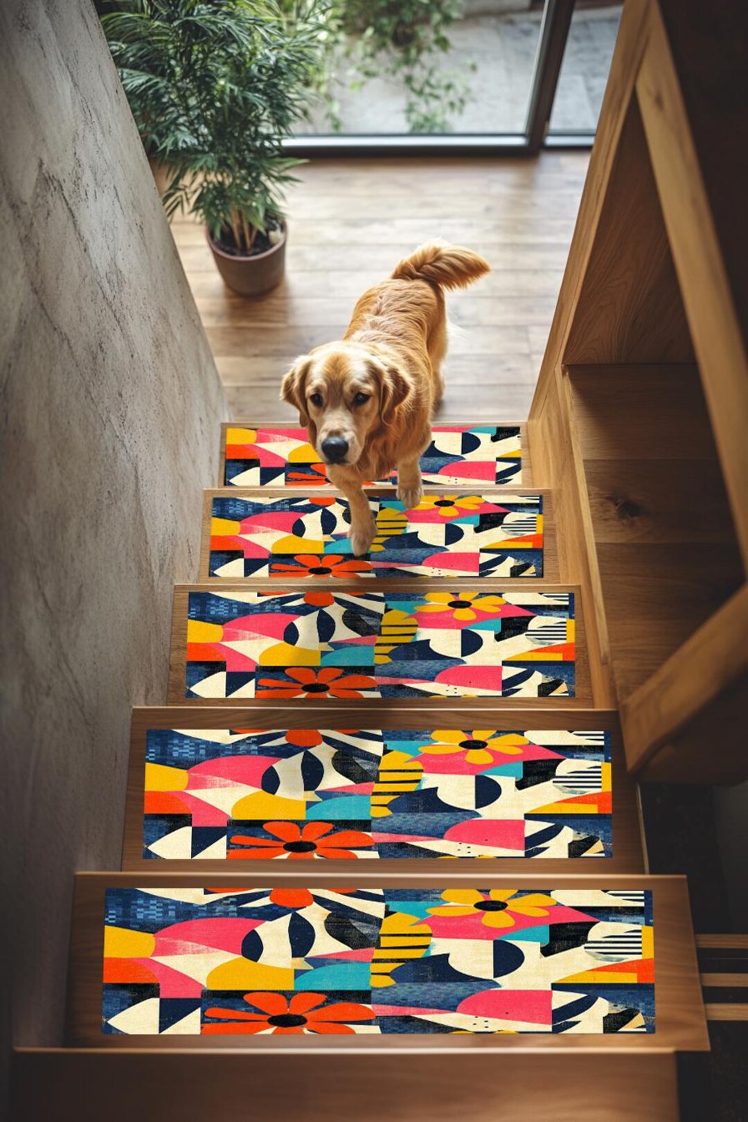 Steps Safety Rug, Colorful Stair Rug, Retro Step Mat, Stair Treads Rug ...