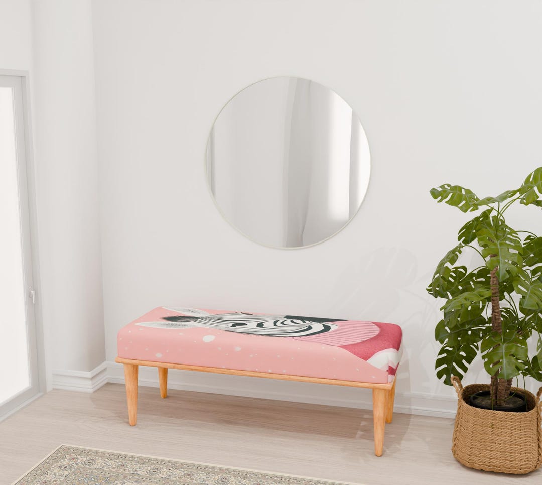 Zebra Print Bench, Pinky Bench, Girl Room Bench, Gift for Her, Ottoman ...