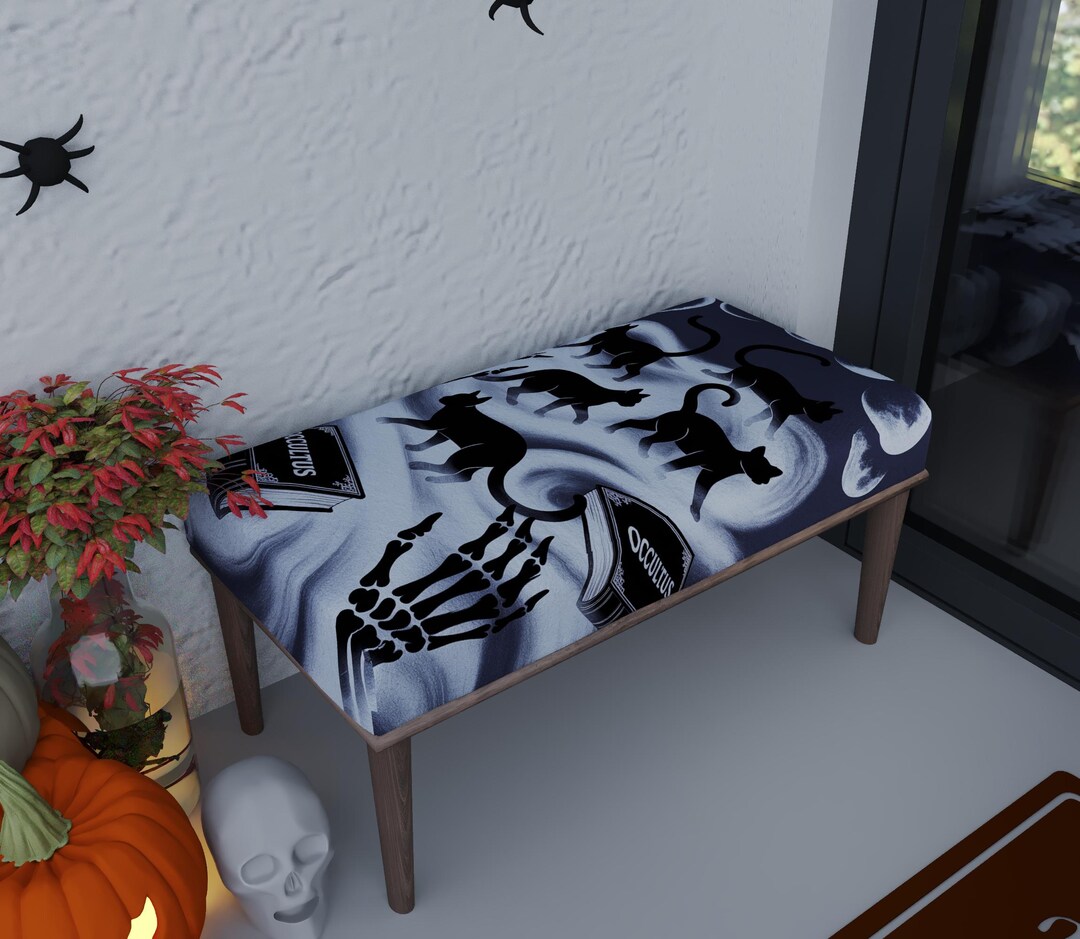 Black Cat Bench, Cloudy Design Seat, Night Theme Pouf, Living Room ...