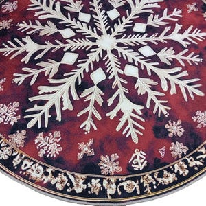 Snowflake Print Rug, Red Round Rug, Lovely Home Decoration, Stain ...