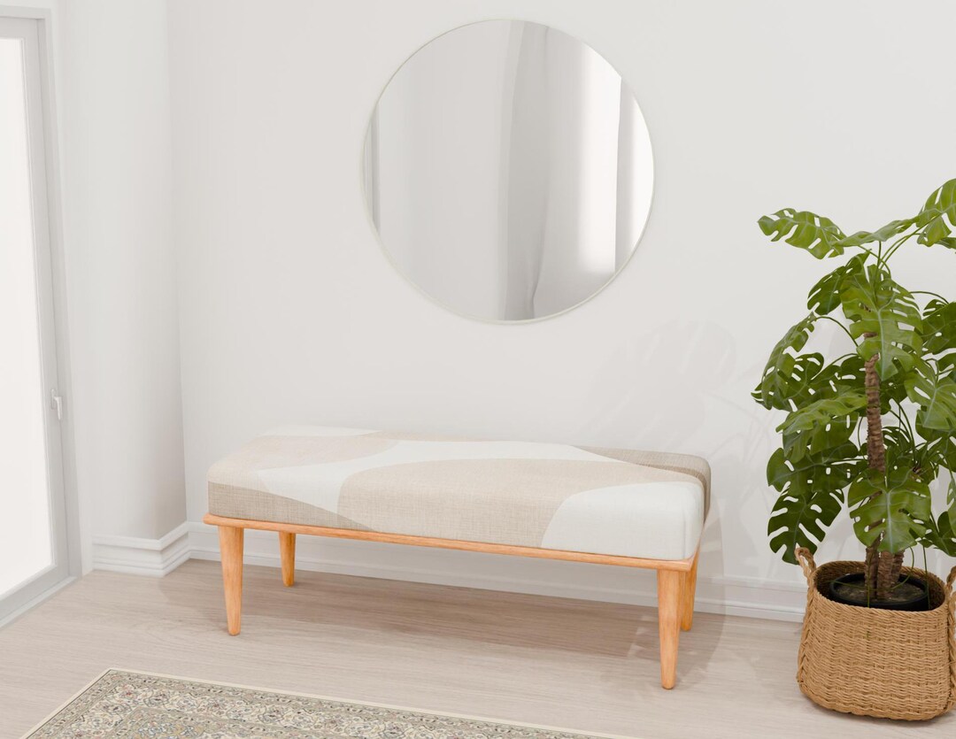 Simple Design Bench, Light Color Bench, Elegant Pouf Stool, Gossip ...