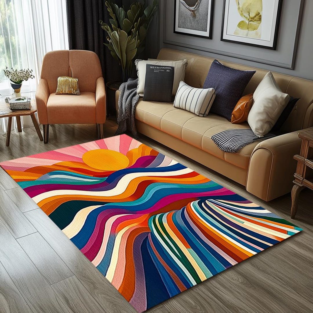 Colorful Modern Rug, Non Slip Rug, Thanksgiving Rug, Southwestern Rug ...